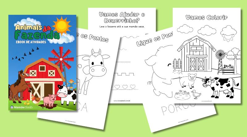 Ebook de Animais da Fazenda para Colorir e Brincar